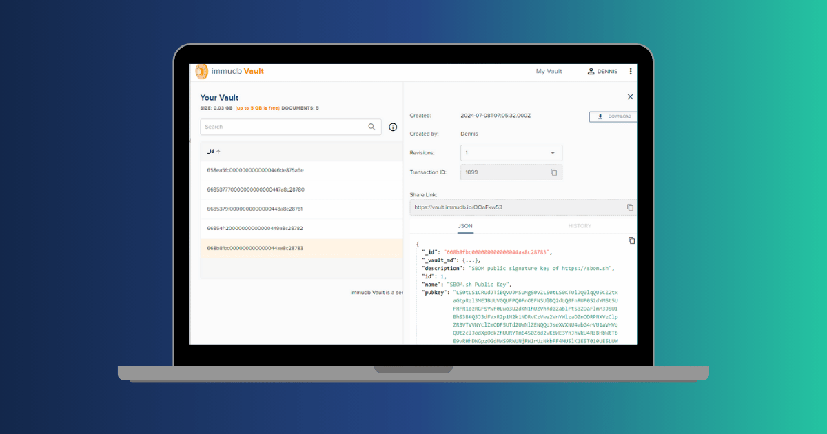 Unlocking the Potential of Shared JSON Content with immudb Vault
